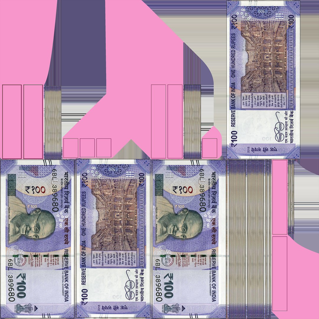 Indian 100 Note Currency Bundle AR VR PBR Model - TurboSquid 2006985