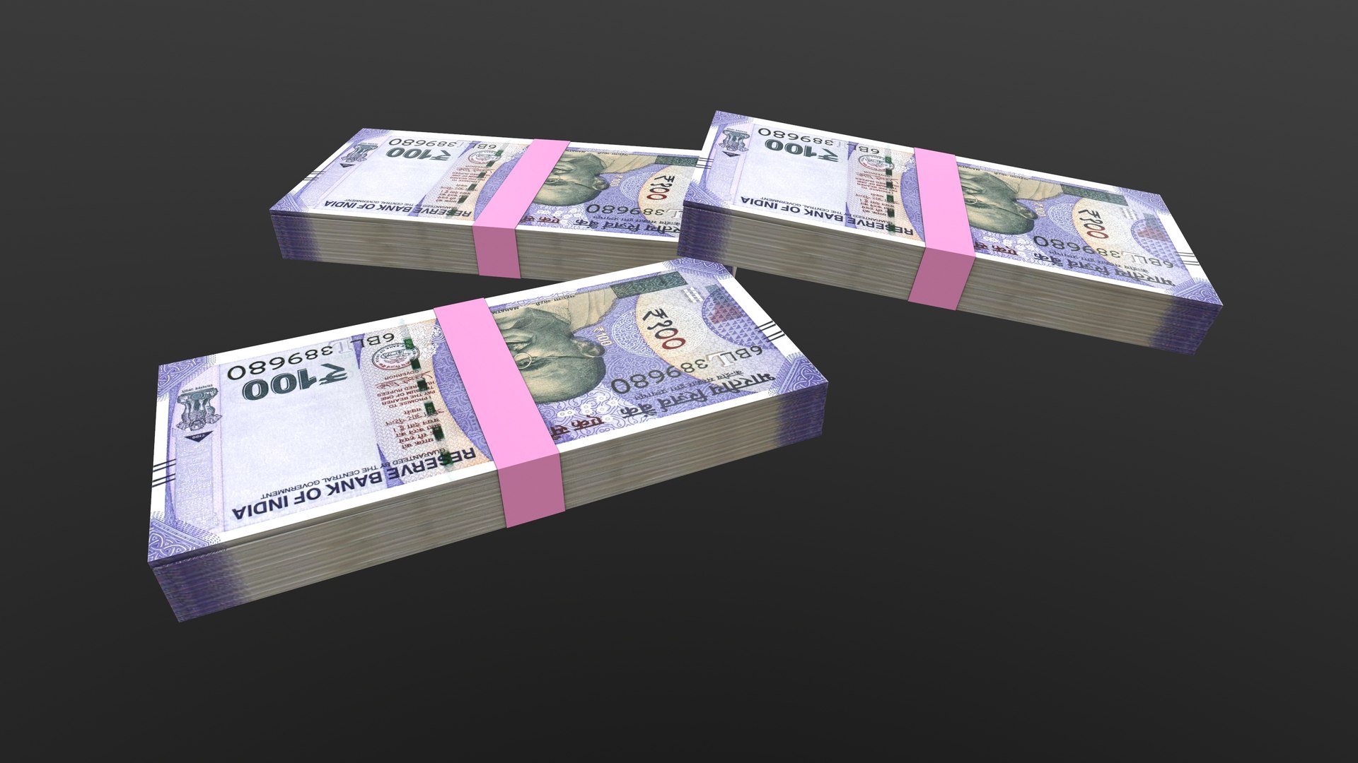 Indian 100 Note Currency Bundle AR VR PBR Model - TurboSquid 2006985