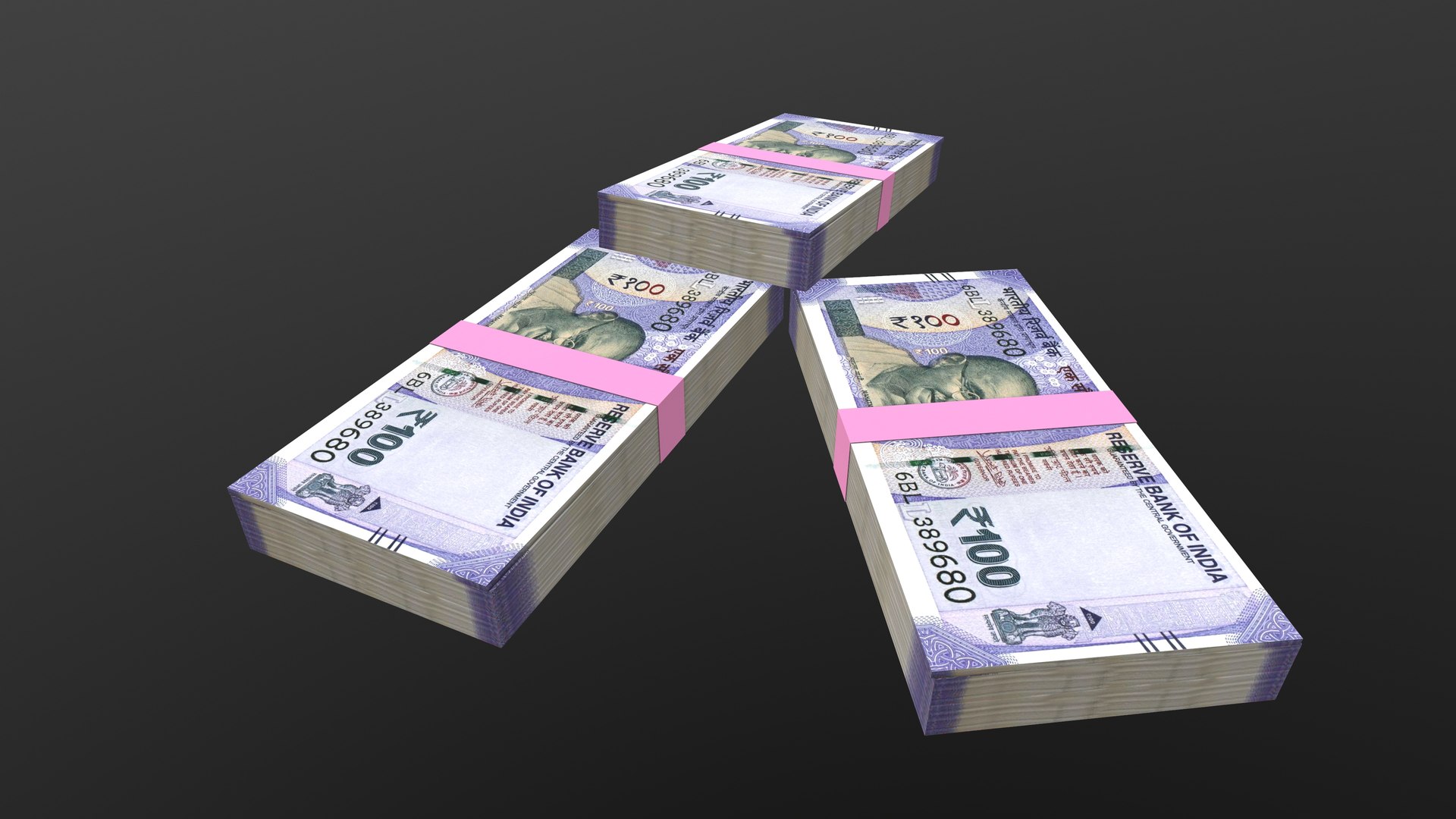 Indian 100 Note Currency Bundle AR VR PBR Model - TurboSquid 2006985