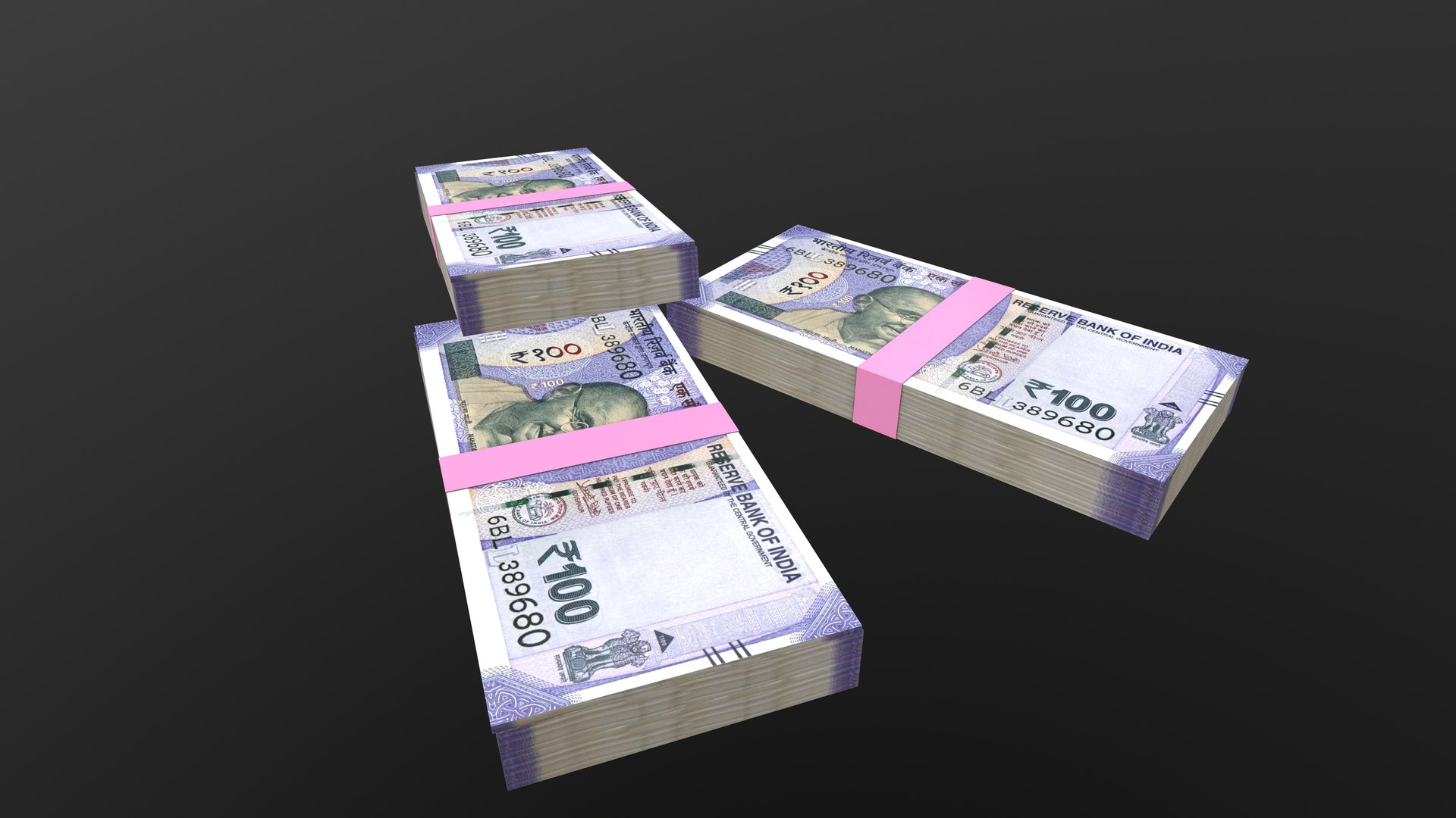 Indian 100 Note Currency Bundle AR VR PBR Model - TurboSquid 2006985