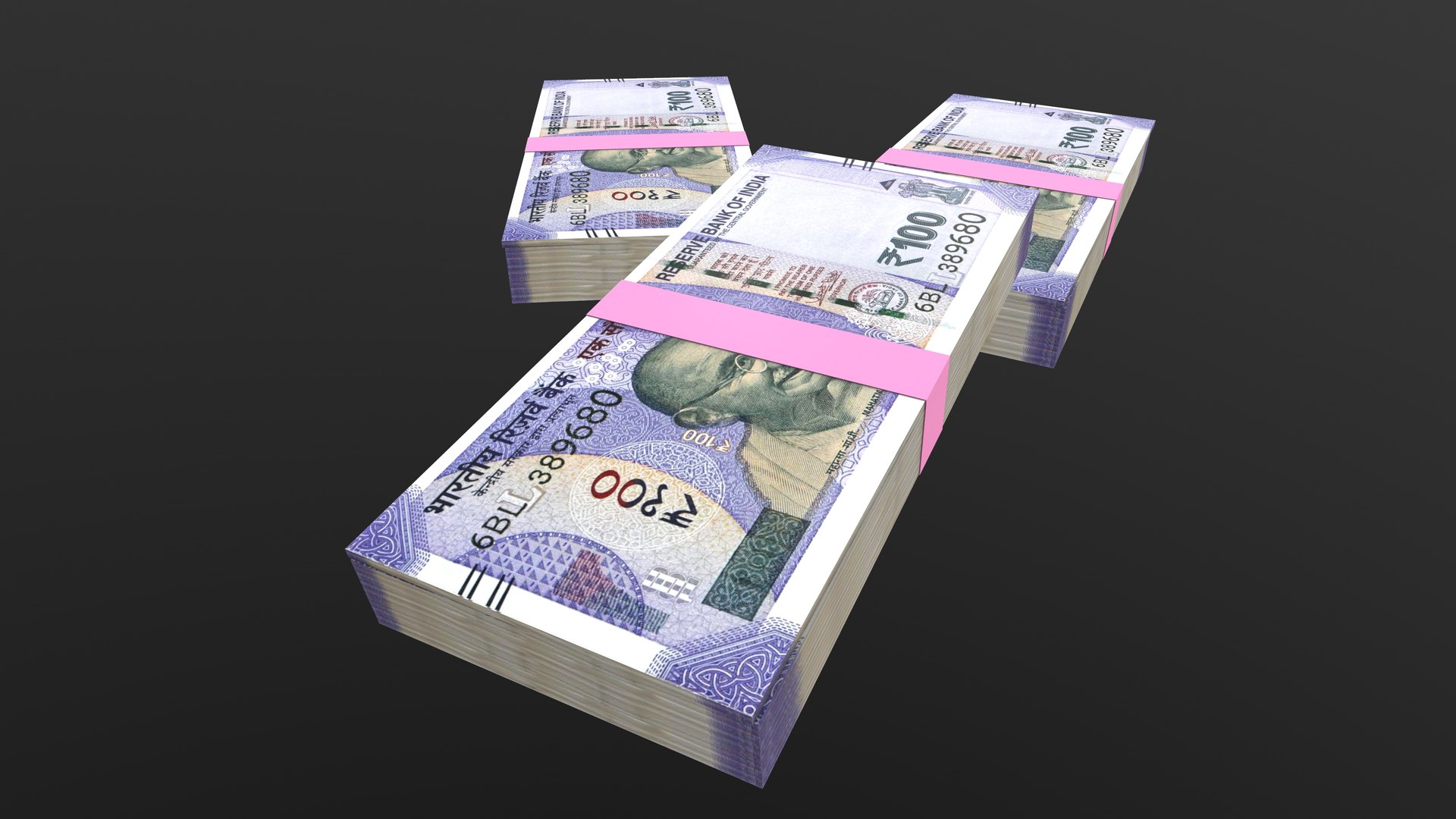 Indian 100 Note Currency Bundle AR VR PBR Model - TurboSquid 2006985