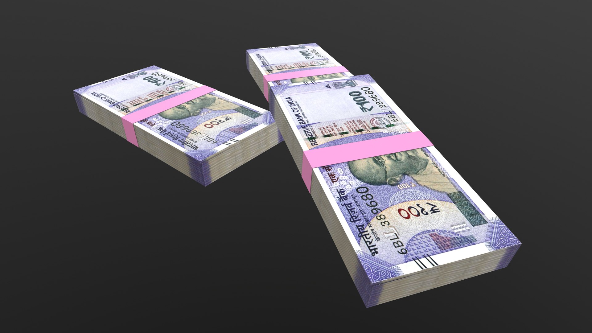 Indian 100 Note Currency Bundle AR VR PBR Model - TurboSquid 2006985