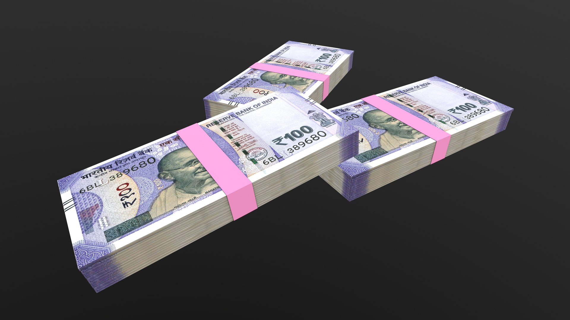 Indian 100 Note Currency Bundle AR VR PBR Model - TurboSquid 2006985