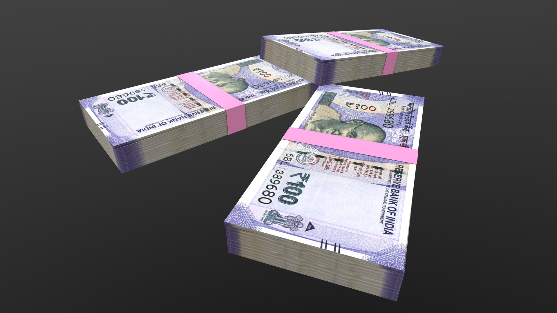 Indian 100 Note Currency Bundle AR VR PBR Model - TurboSquid 2006985