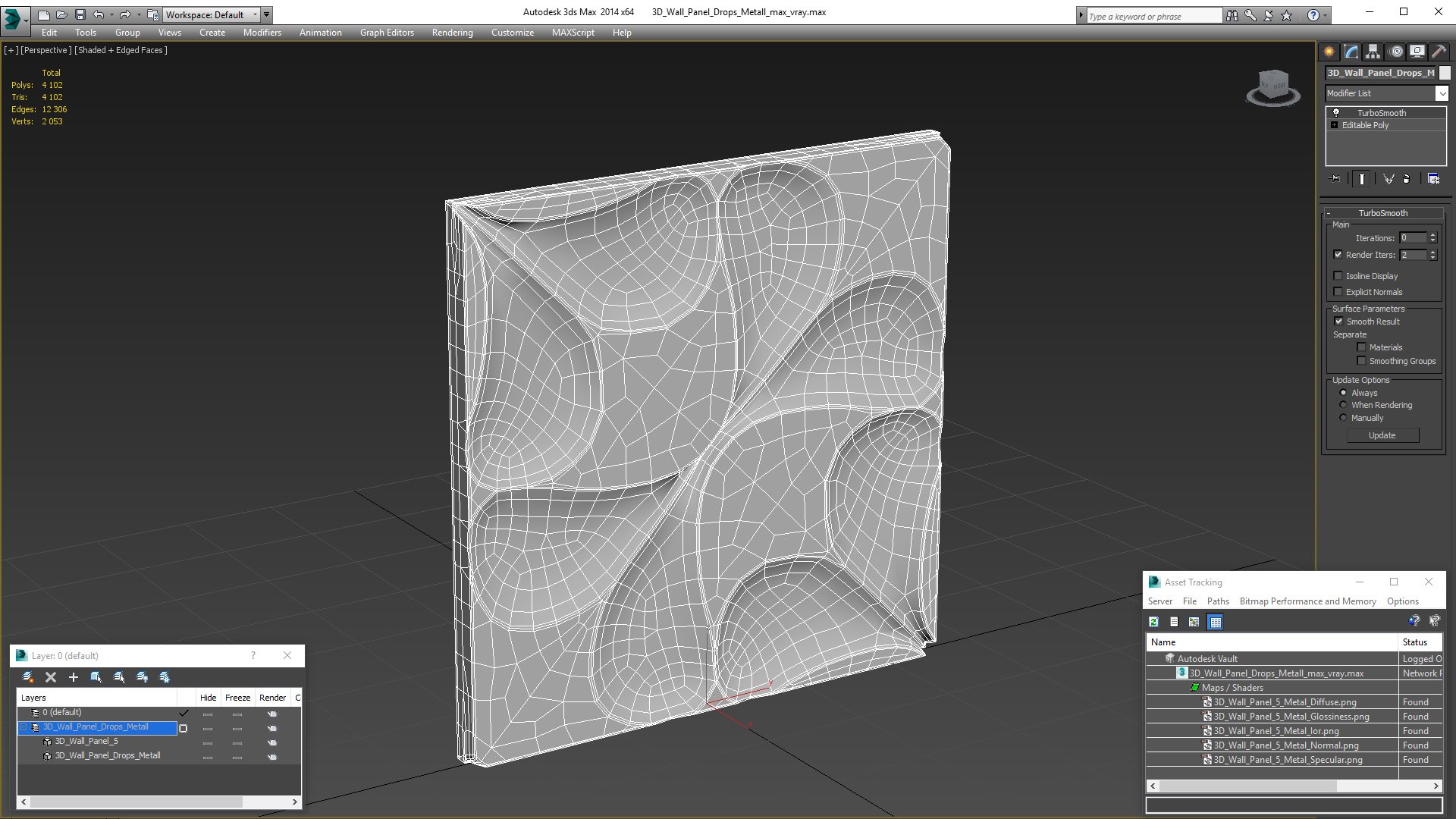 3D Model 3D Wall Panel Drops Metal - TurboSquid 1907959