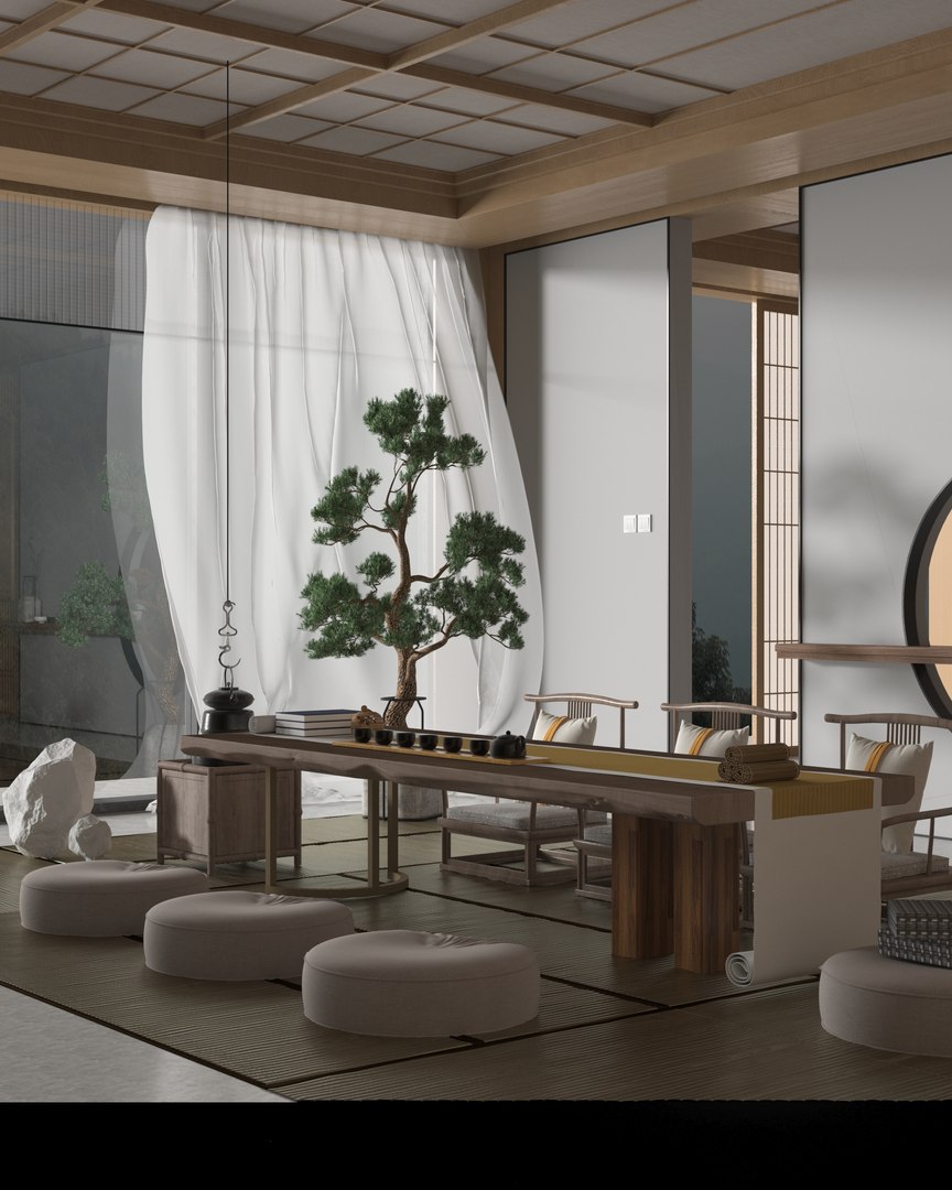 3D Chinese Tea Room Interior Design - TurboSquid 2183061