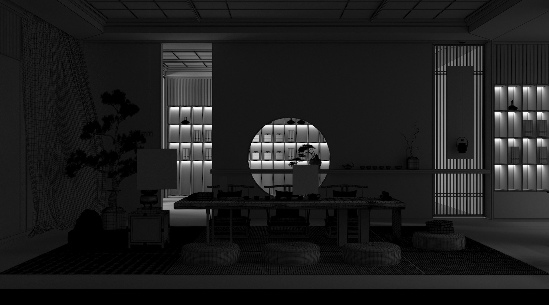 3D Chinese Tea Room Interior Design - TurboSquid 2183061