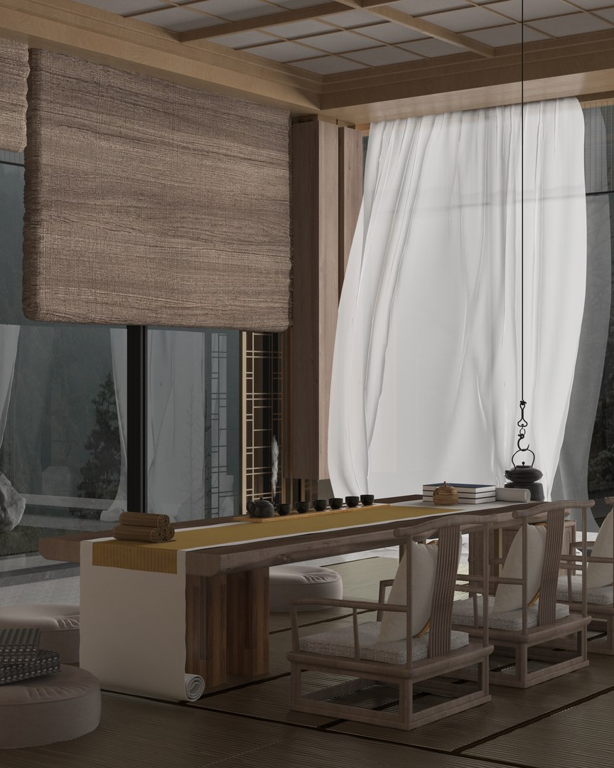 3D Chinese Tea Room Interior Design - TurboSquid 2183061