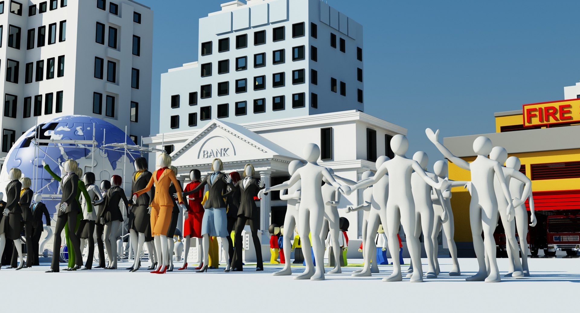 3d model clip-art buildings globes