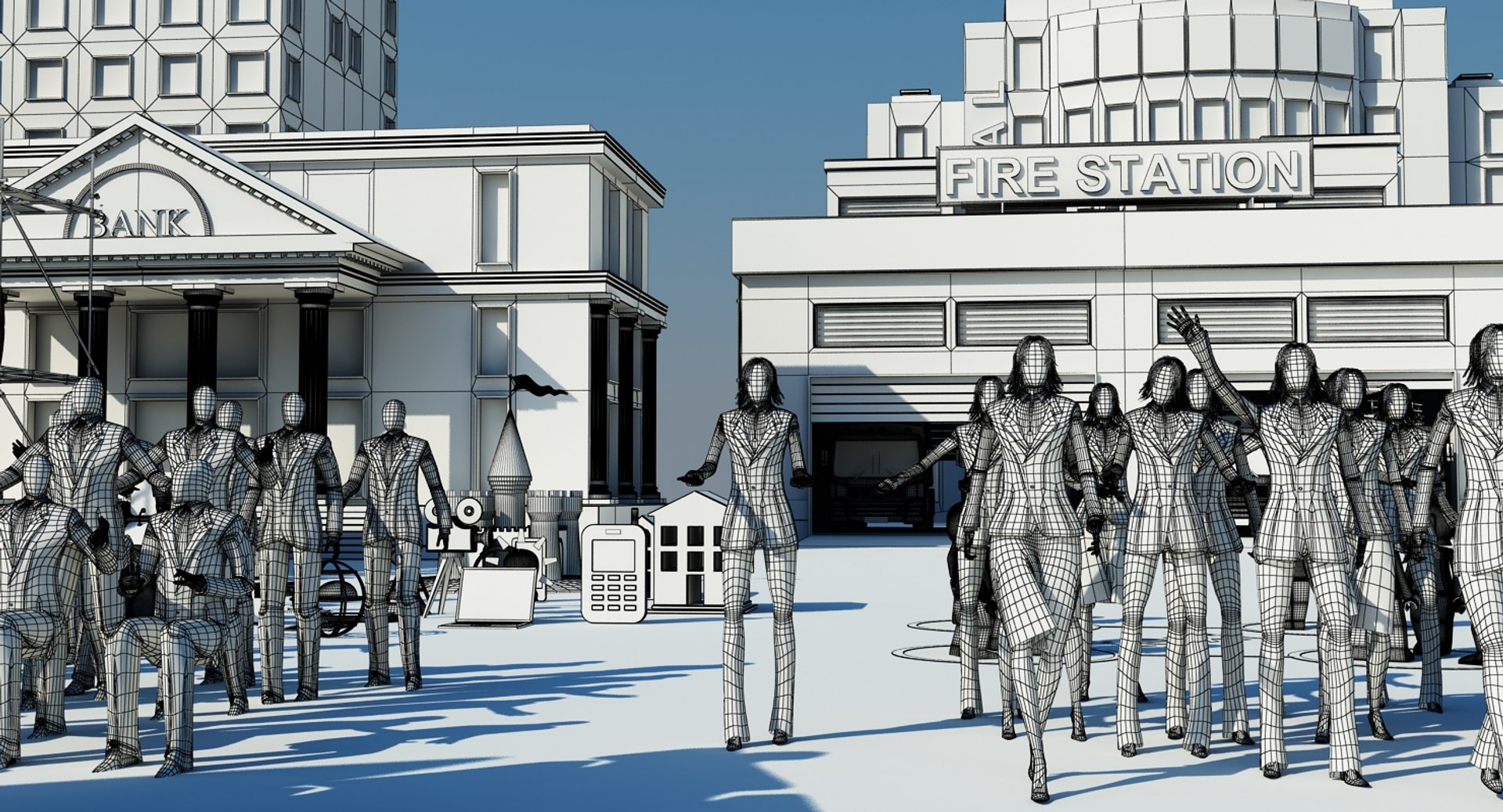 3d model clip-art buildings globes