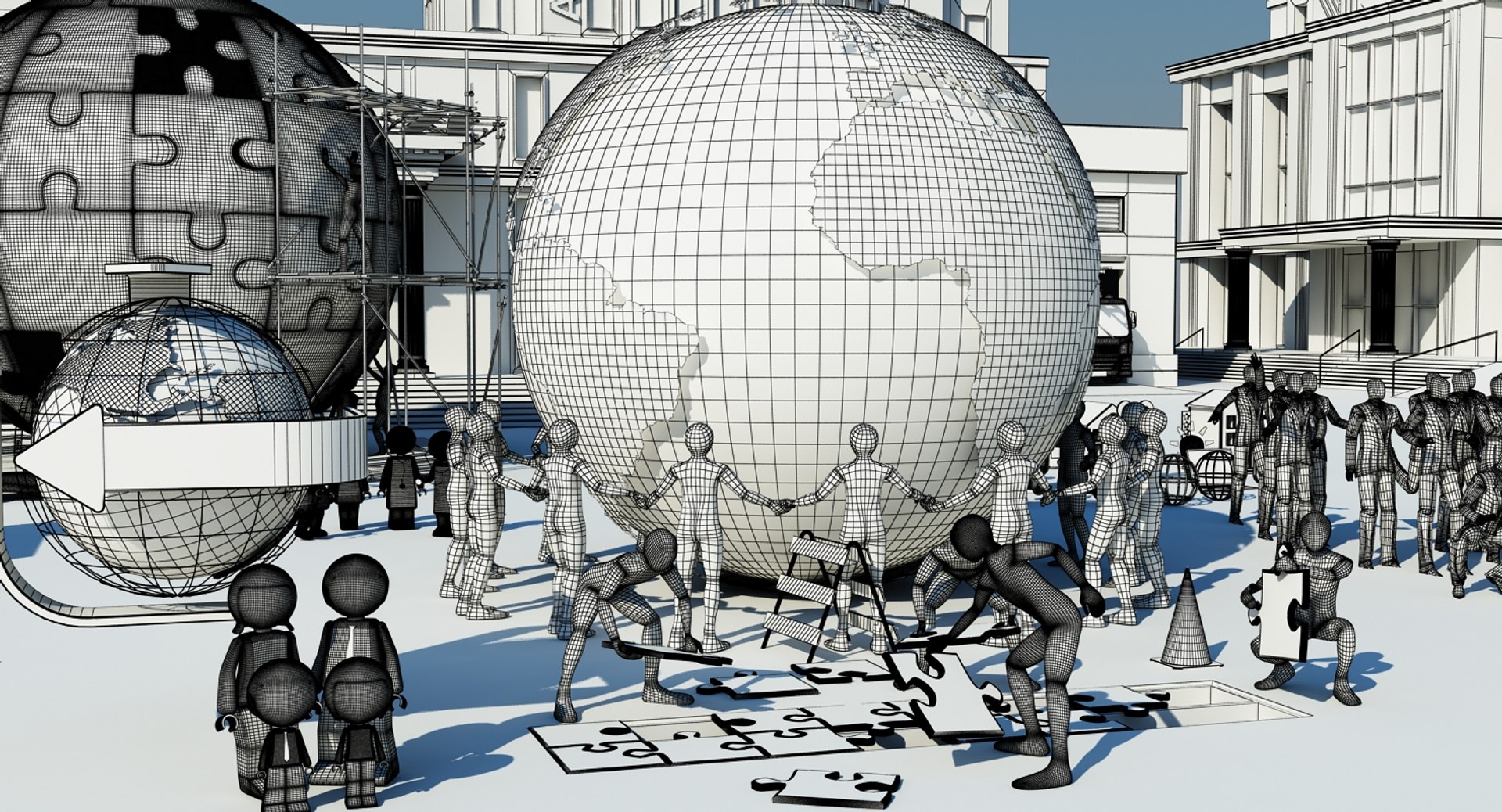 3d model clip-art buildings globes