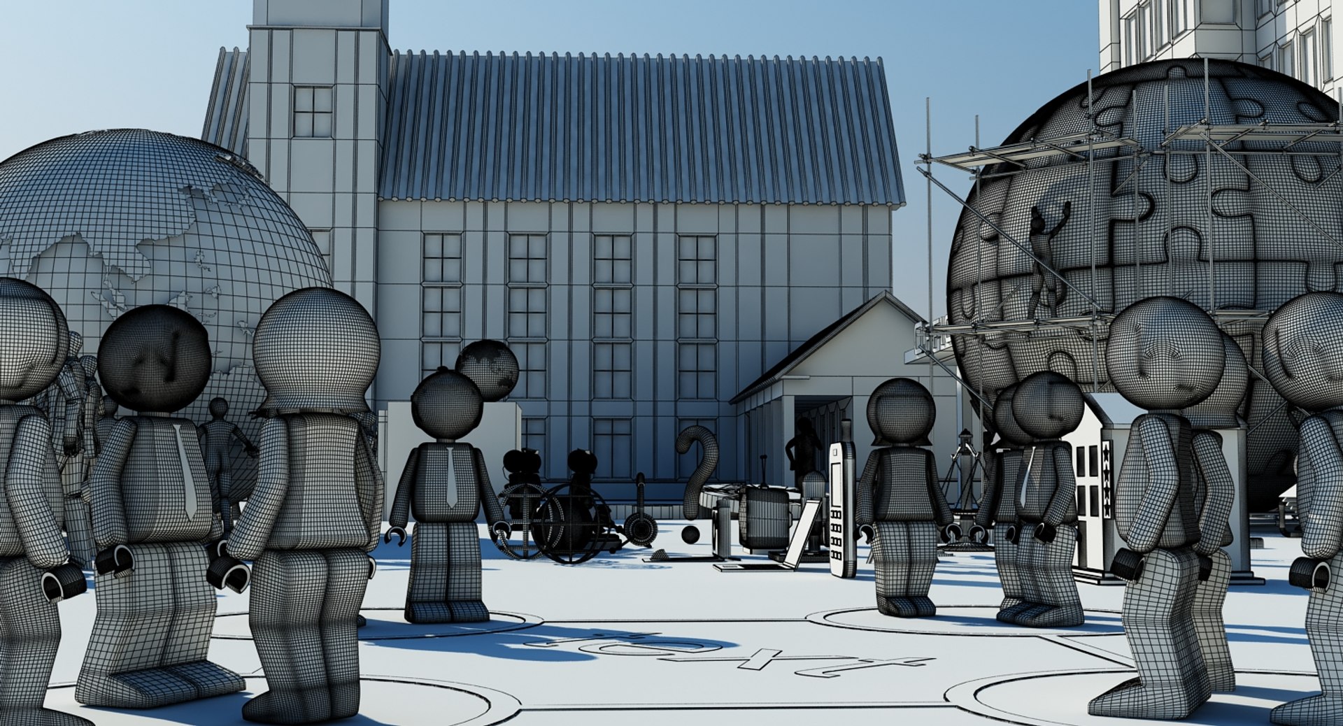 3d model clip-art buildings globes