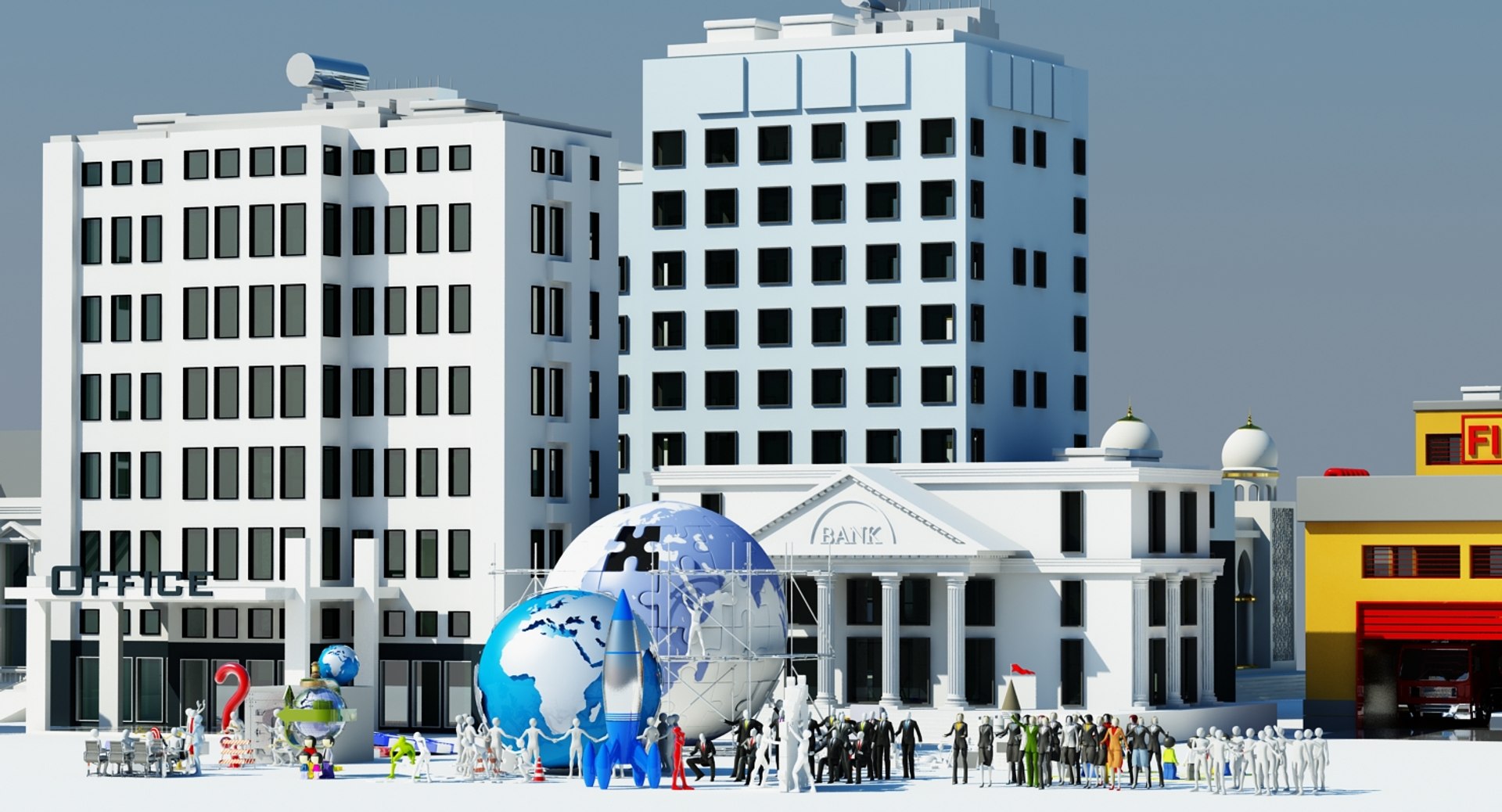 3d model clip-art buildings globes