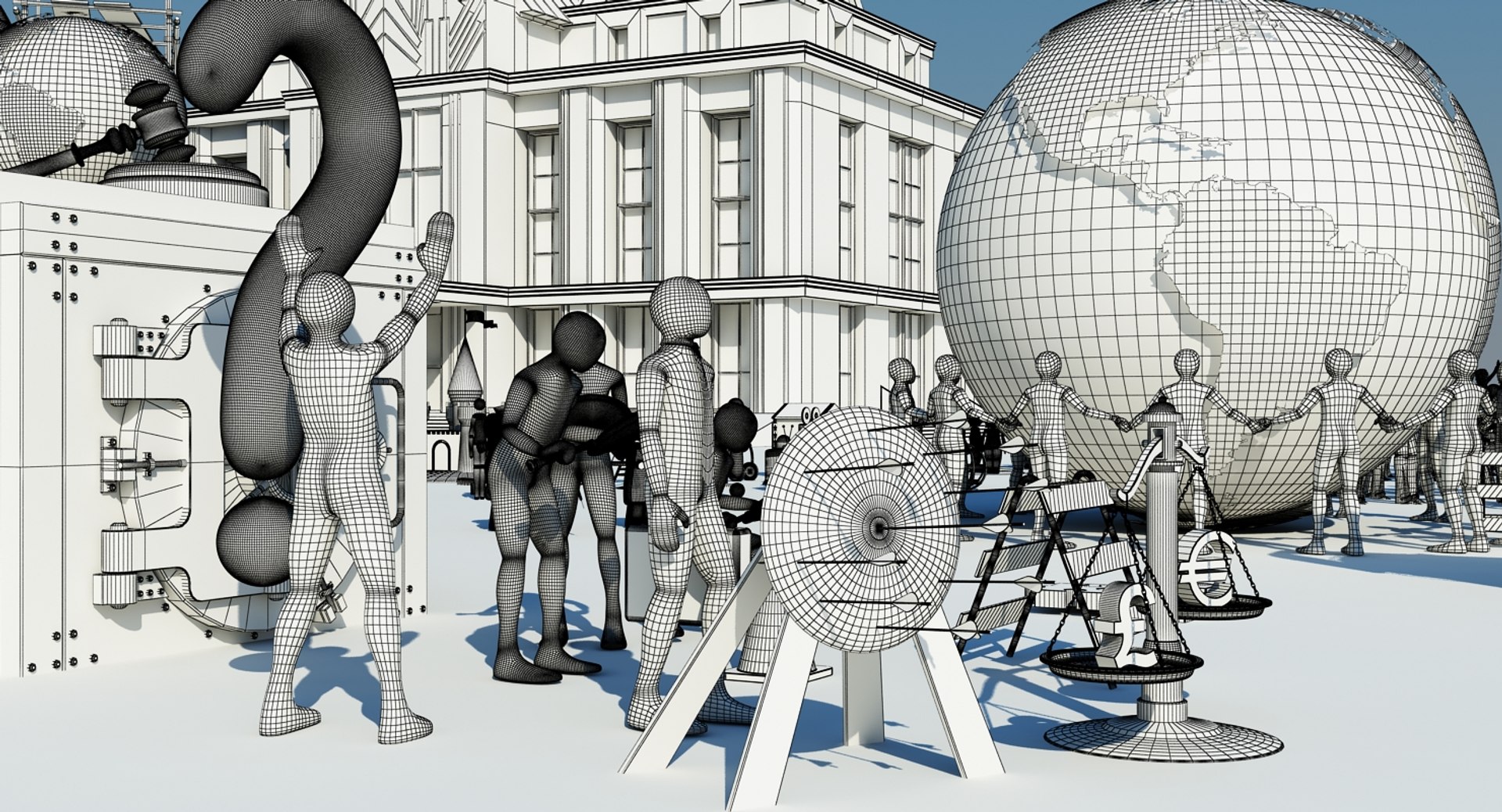 3d model clip-art buildings globes