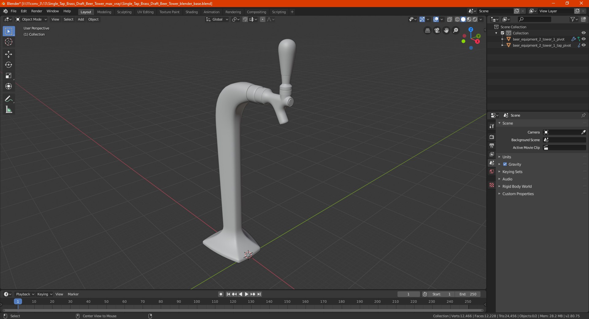 3D Model Single Tap Brass Draft Beer - TurboSquid 1624493