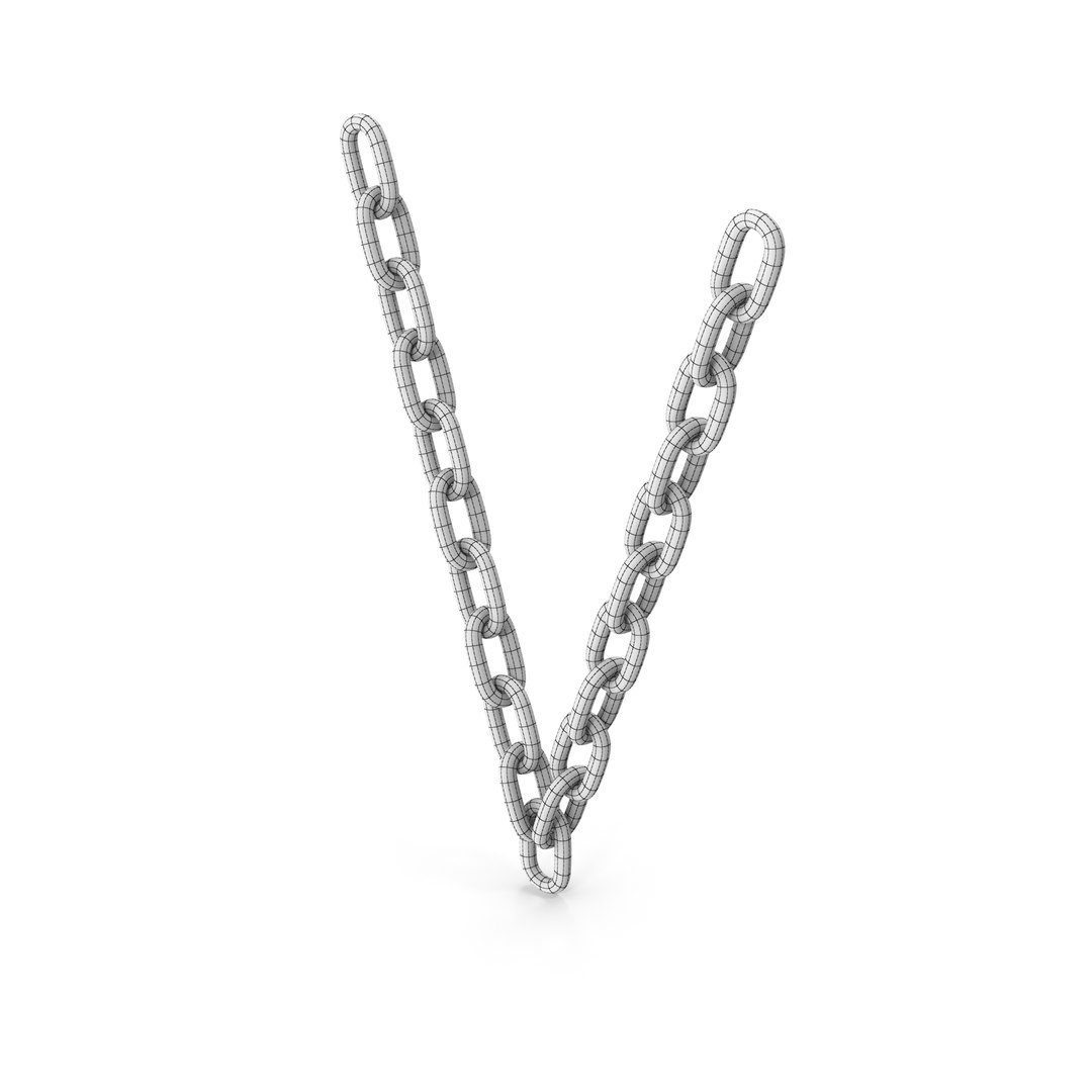 3D Silver Chain Letter V Model - TurboSquid 2024718