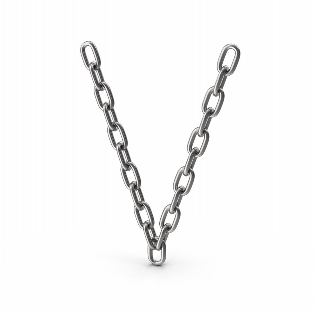 3D Silver Chain Letter V Model - TurboSquid 2024718
