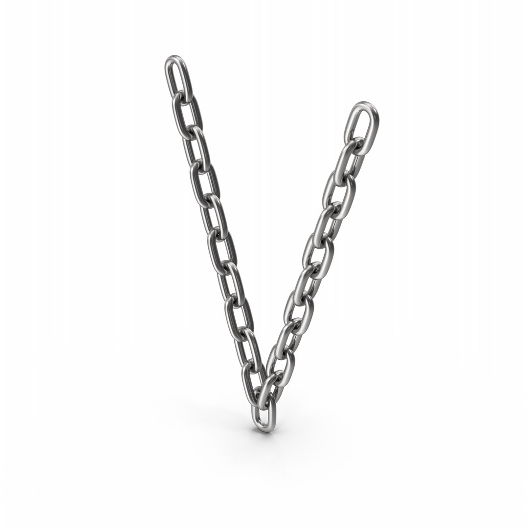 3D Silver Chain Letter V Model - TurboSquid 2024718