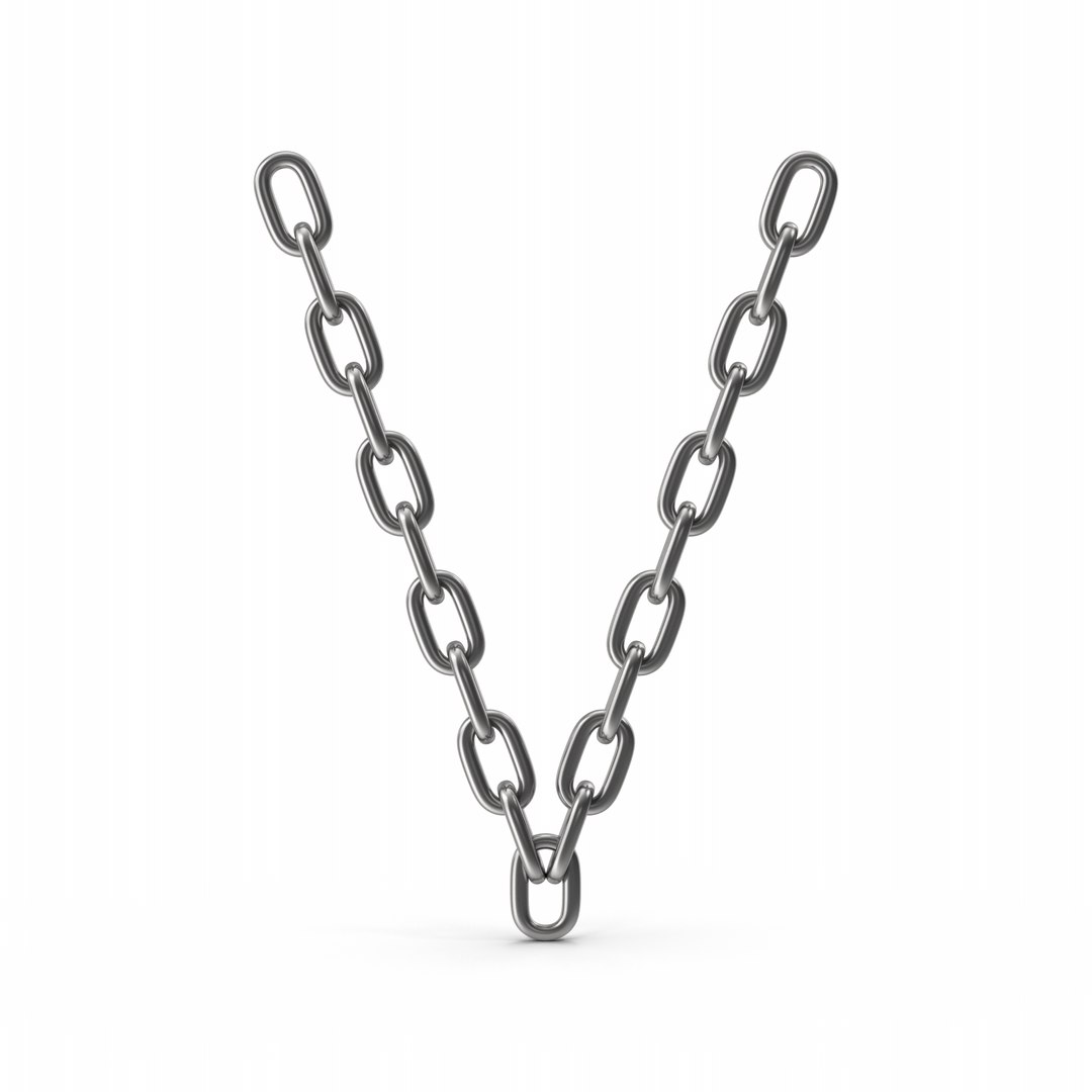 3D Silver Chain Letter V Model - TurboSquid 2024718
