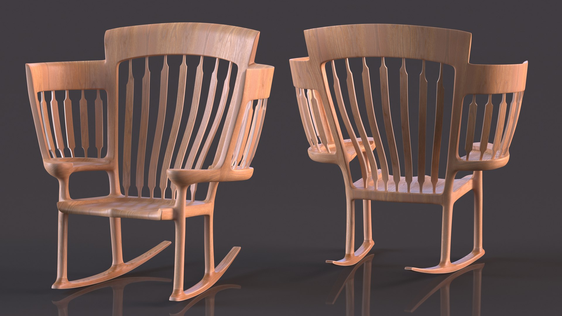 Triple Rocking Chair Model - TurboSquid 2050966