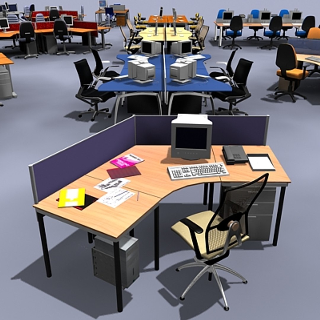 Office Workstation 3d Model