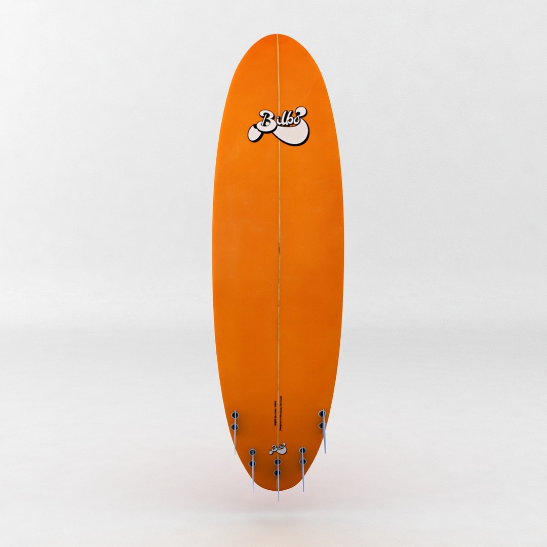 Surfboard Red Orange Board 3d Model