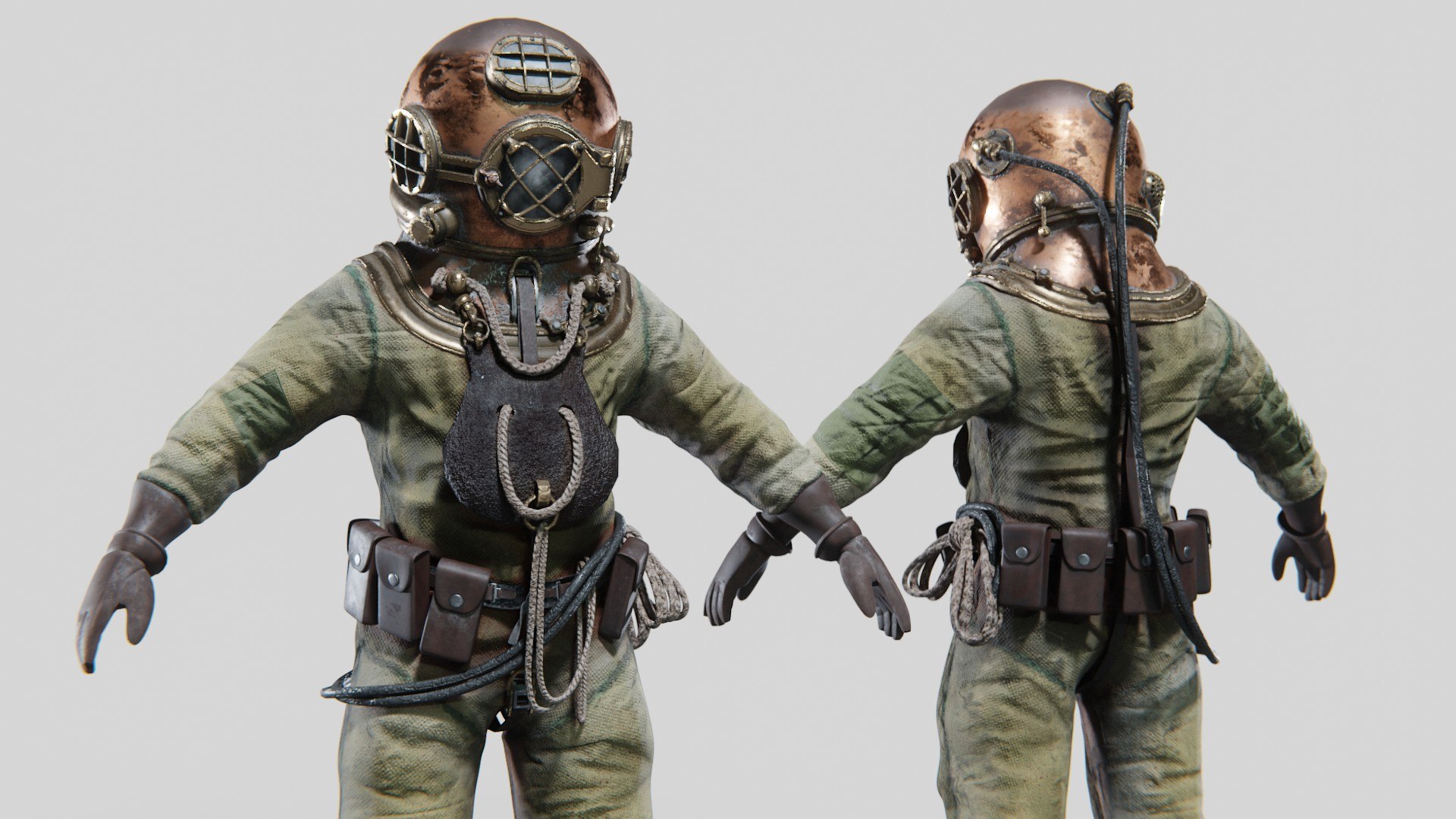 3D Copper Bronze Diving Suit Model - TurboSquid 2074995