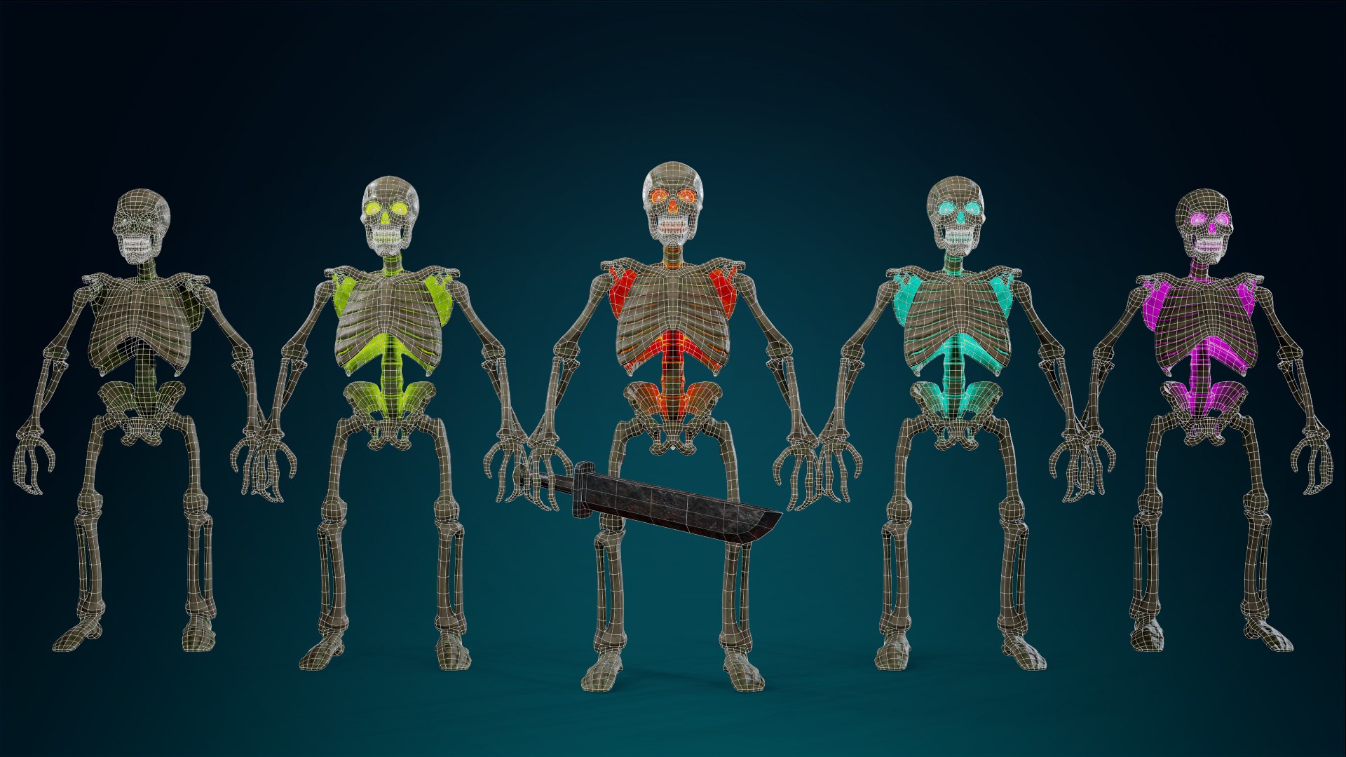 3D 3D Skeleton Undead Warrior Forest - Rigged Animated Lowpoly model ...