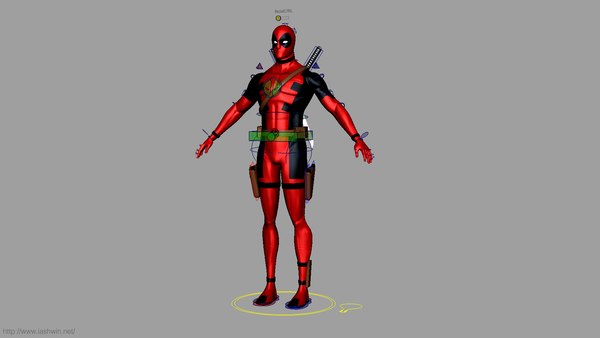 deadpool rig character 3d model