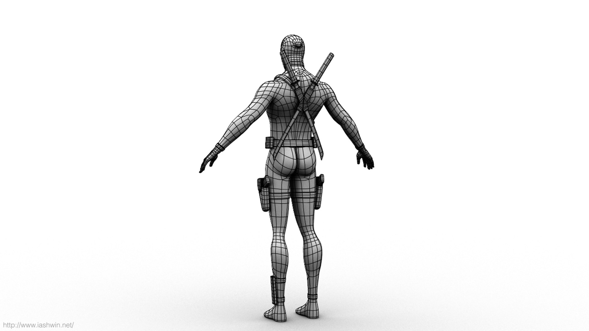 deadpool rig character 3d model