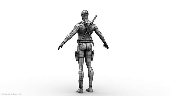deadpool rig character 3d model