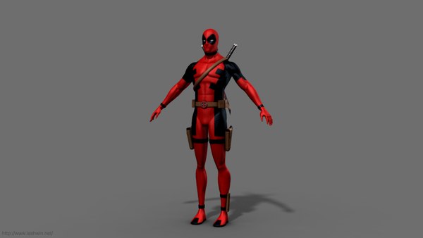 deadpool rig character 3d model