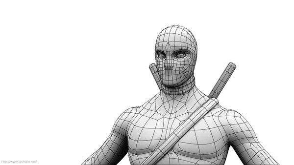 deadpool rig character 3d model