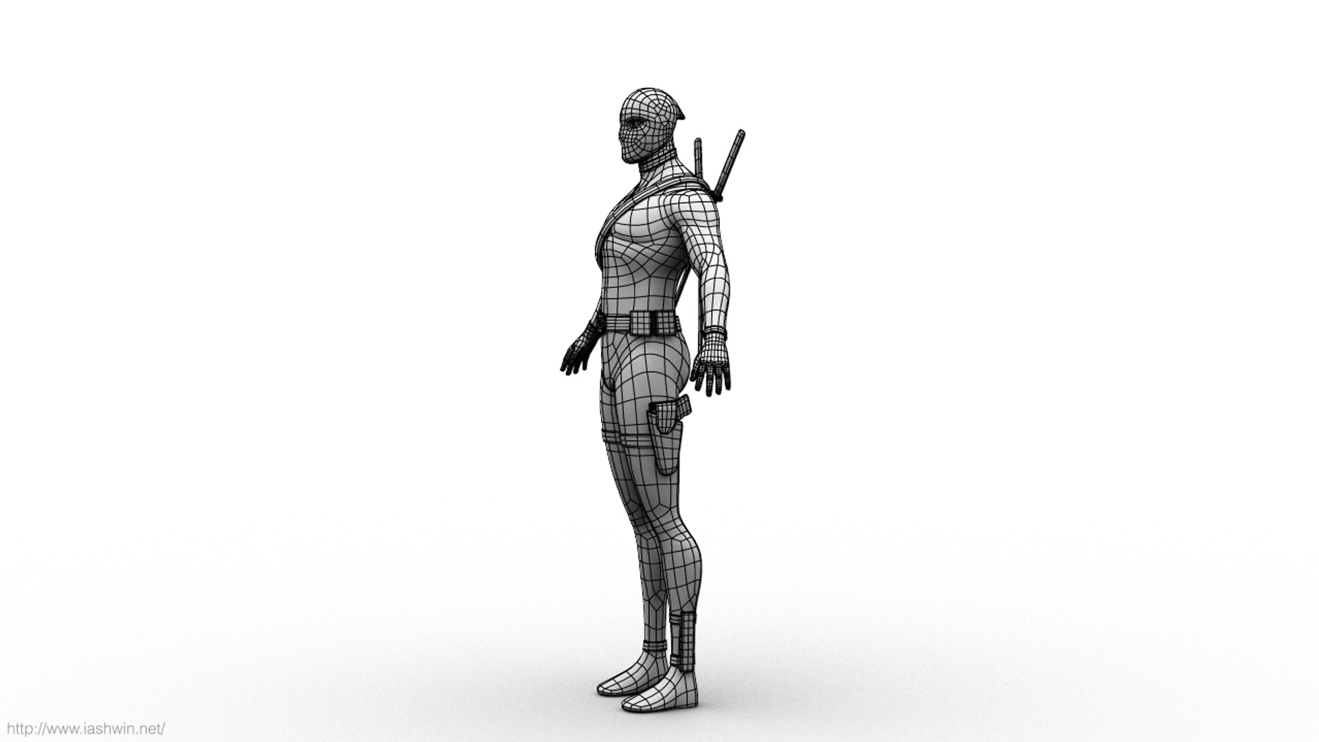 deadpool rig character 3d model