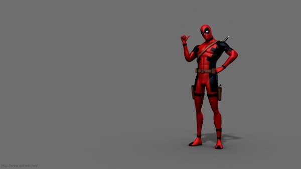 deadpool rig character 3d model