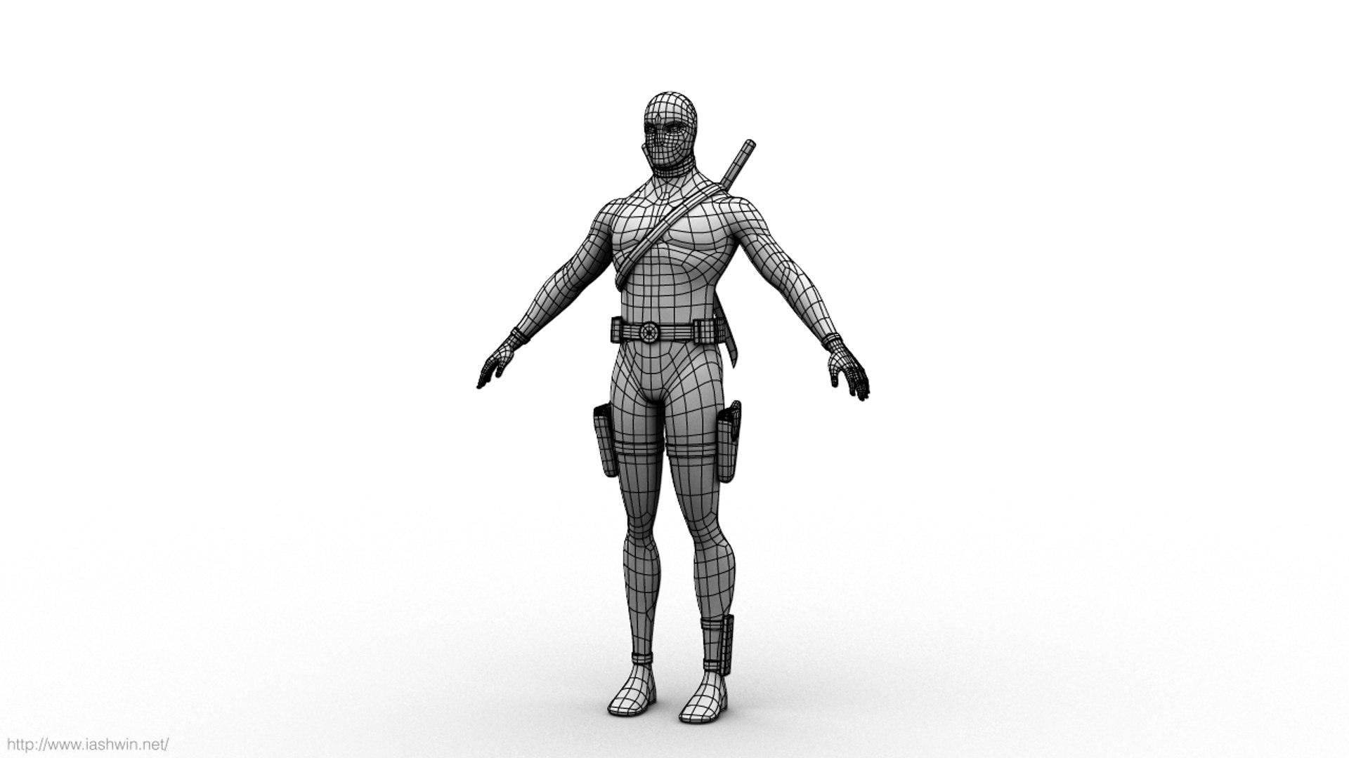 deadpool rig character 3d model