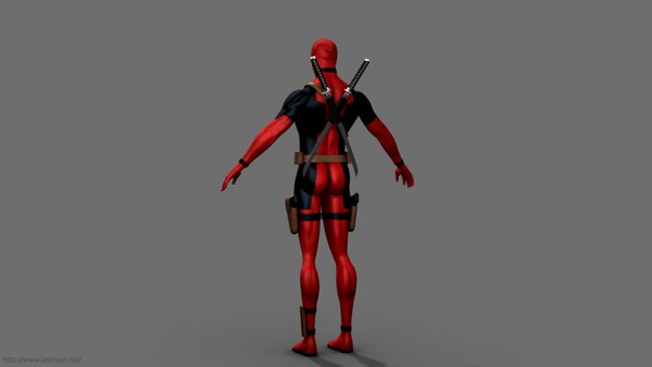 deadpool rig character 3d model