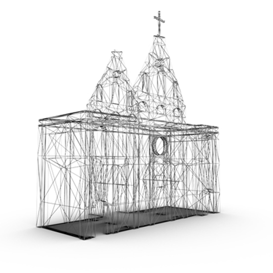 ruined catholic church building 3d model