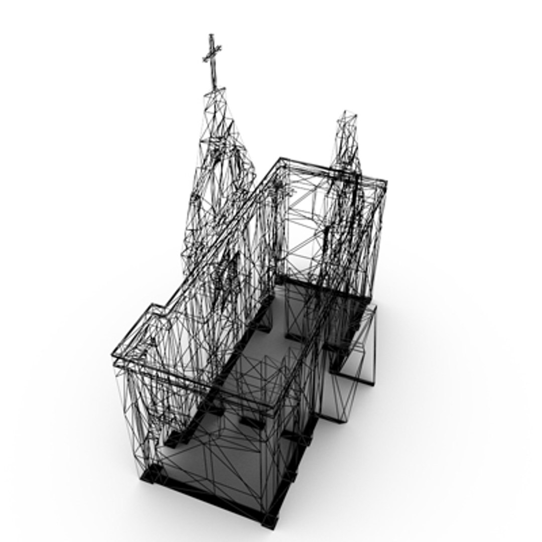 ruined catholic church building 3d model