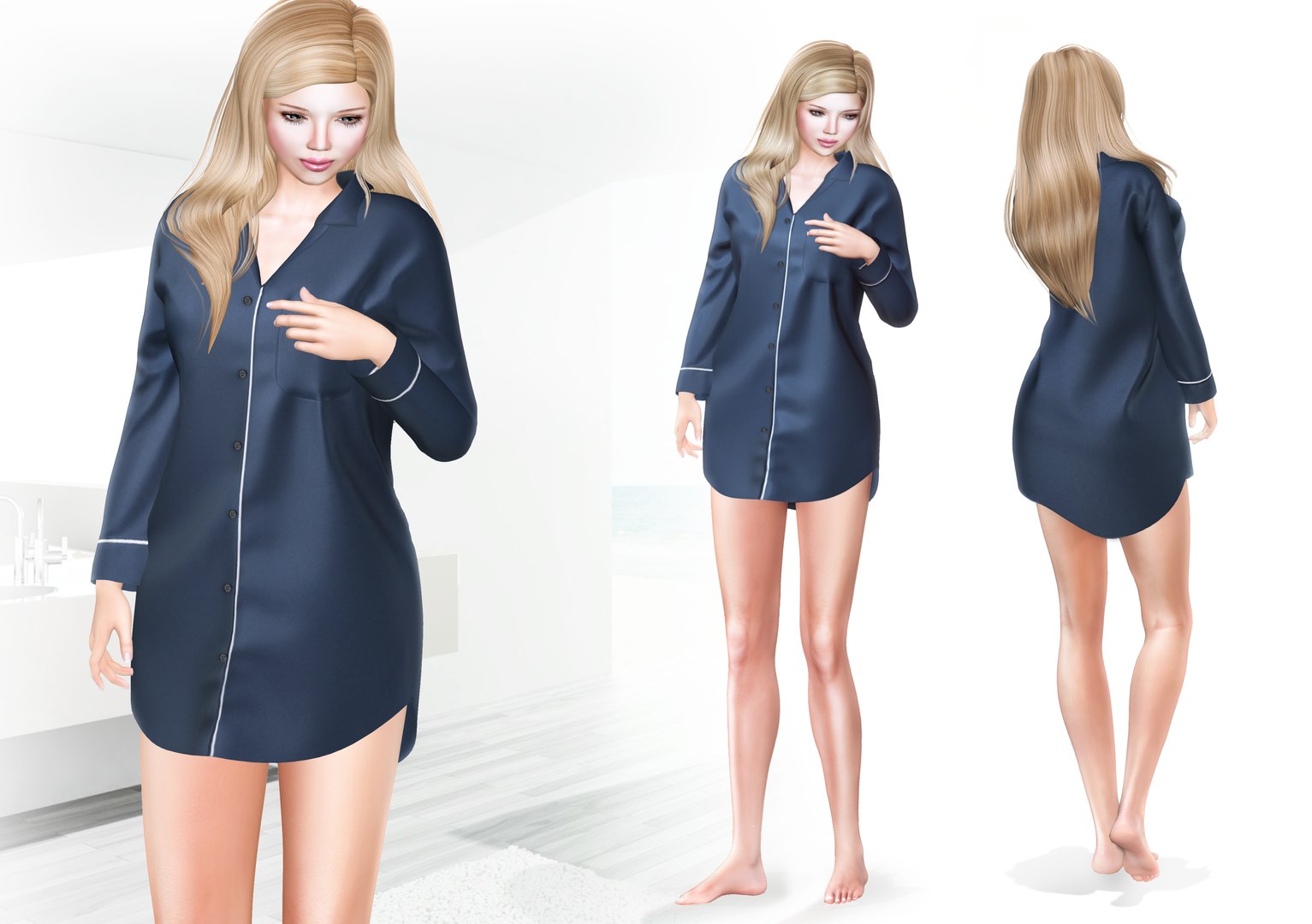 Sleep Shirt 3D model - TurboSquid 1752960