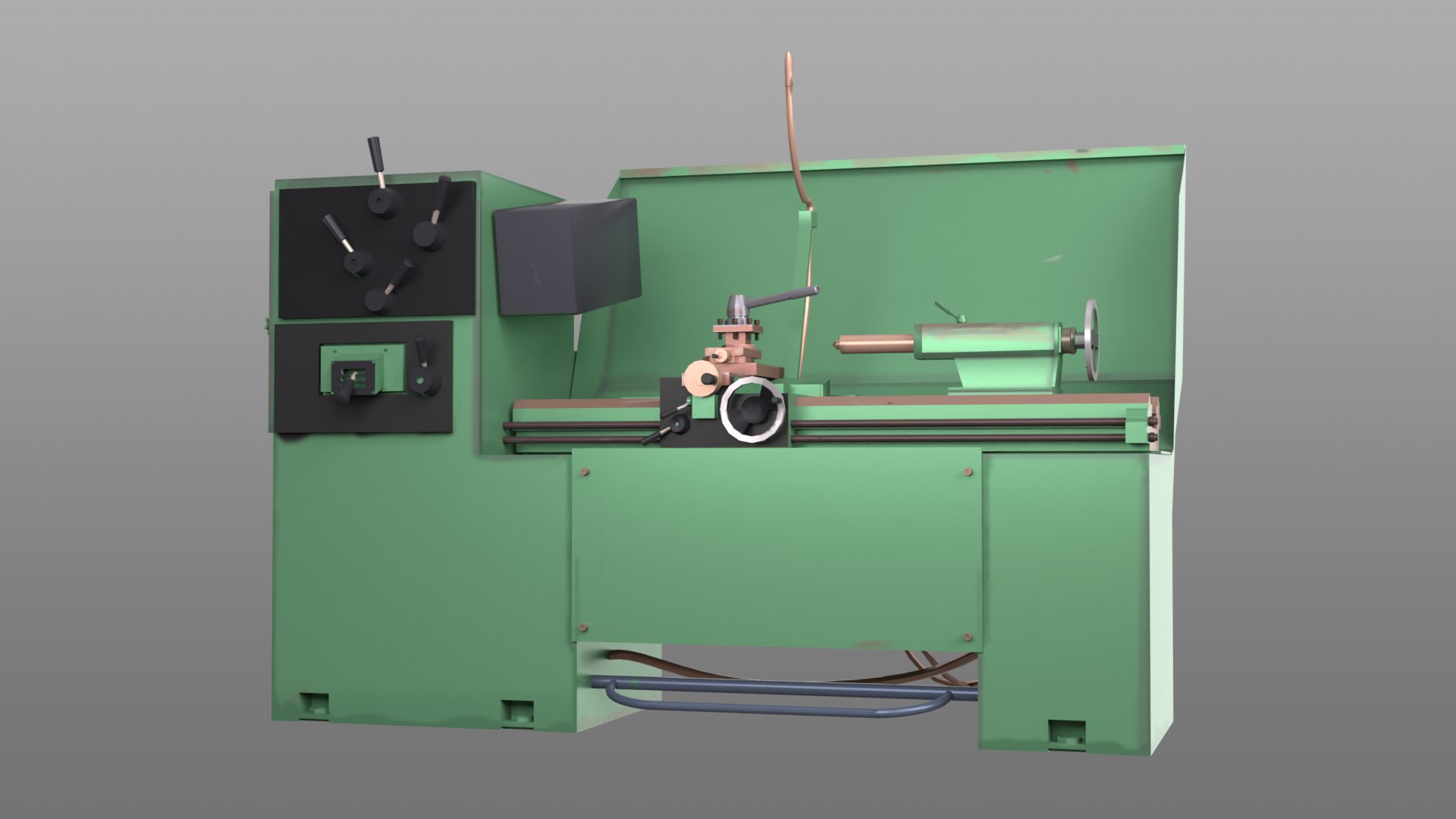 Lathe Machine Low Poly 3D Model - TurboSquid 2229356