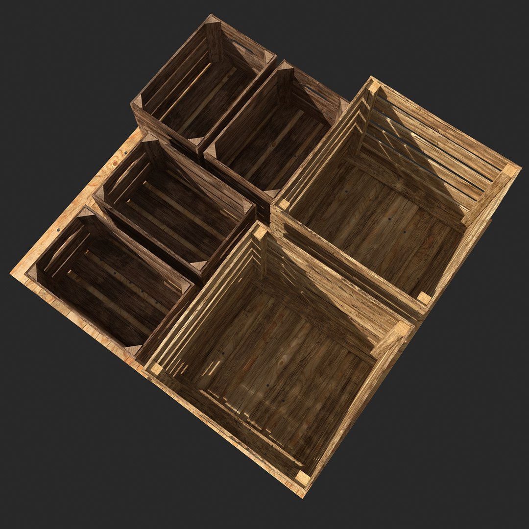 3d Stacked Crates Model