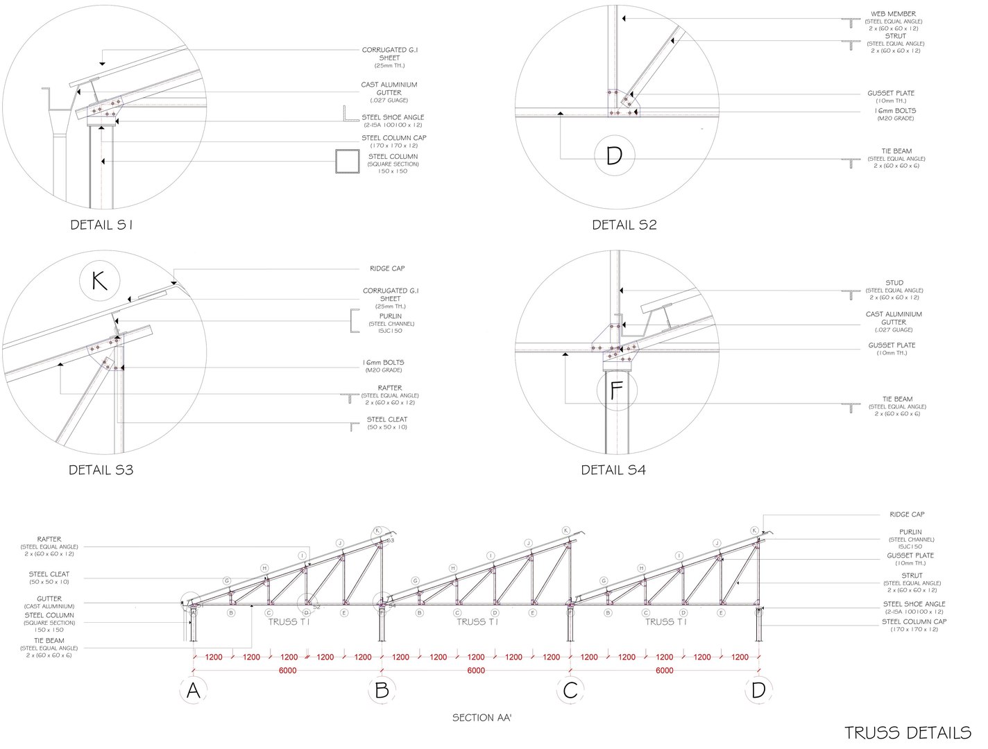3D Detailed Steel North Light Truss With 2D Drawings And Calculations ...