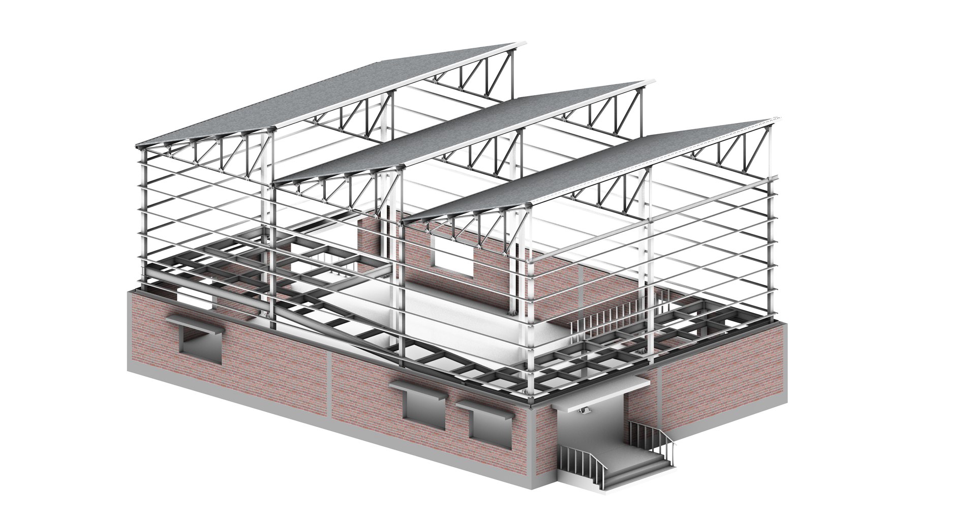 3D Detailed Steel North Light Truss With 2D Drawings And Calculations ...