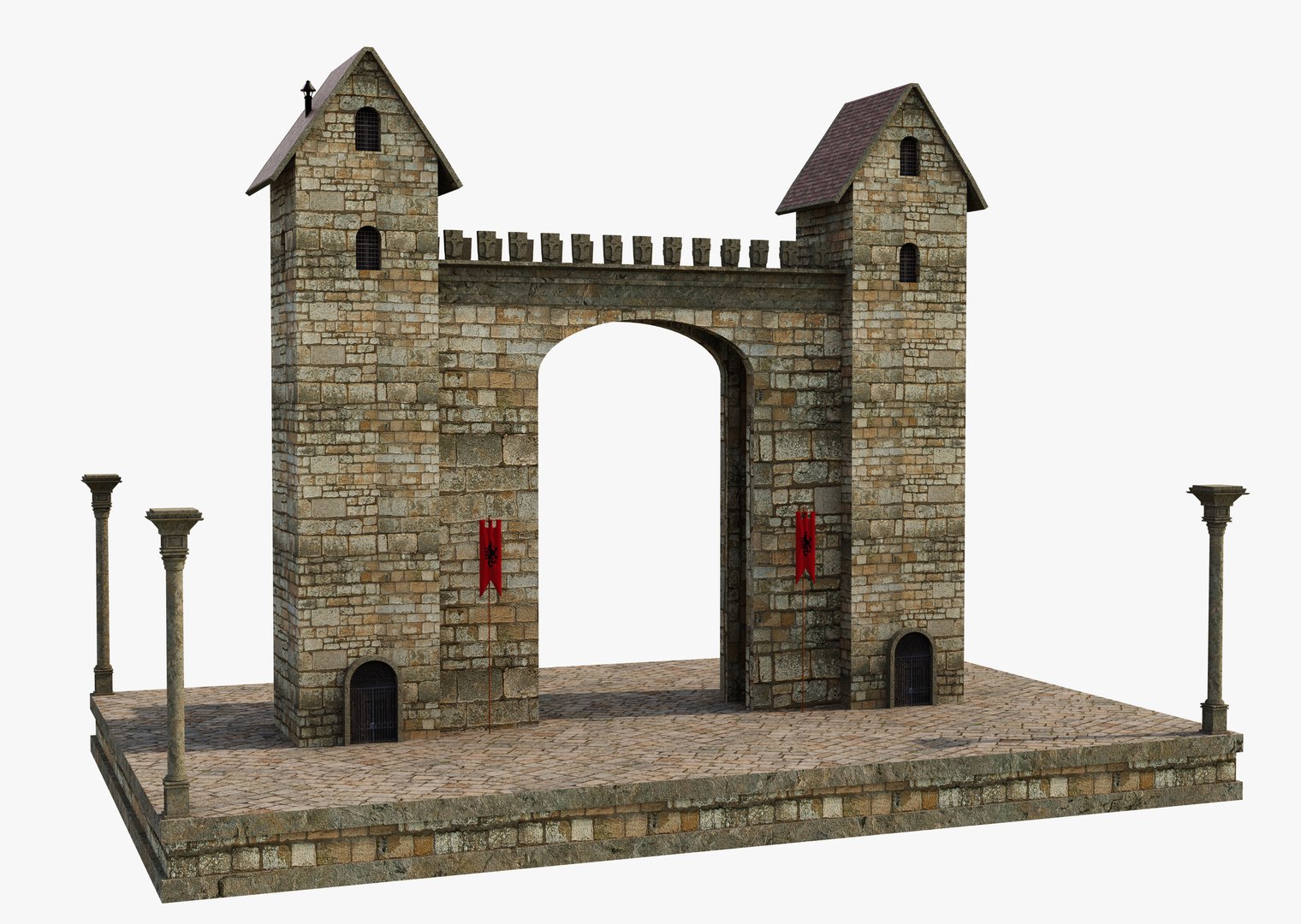 Ancient Gate Towers 3D Model - TurboSquid 2044119