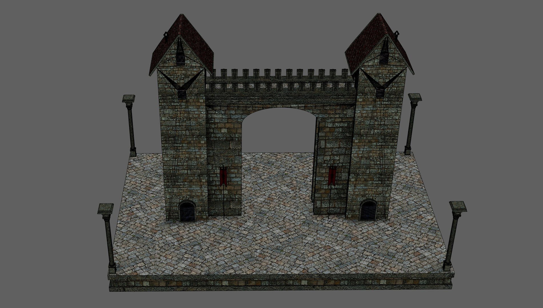 Ancient Gate Towers 3D Model - TurboSquid 2044119