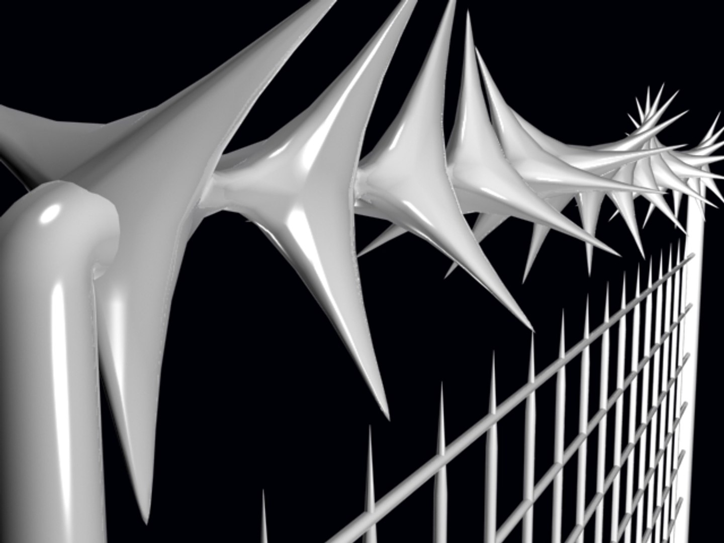 Spiked Fence 3d Model