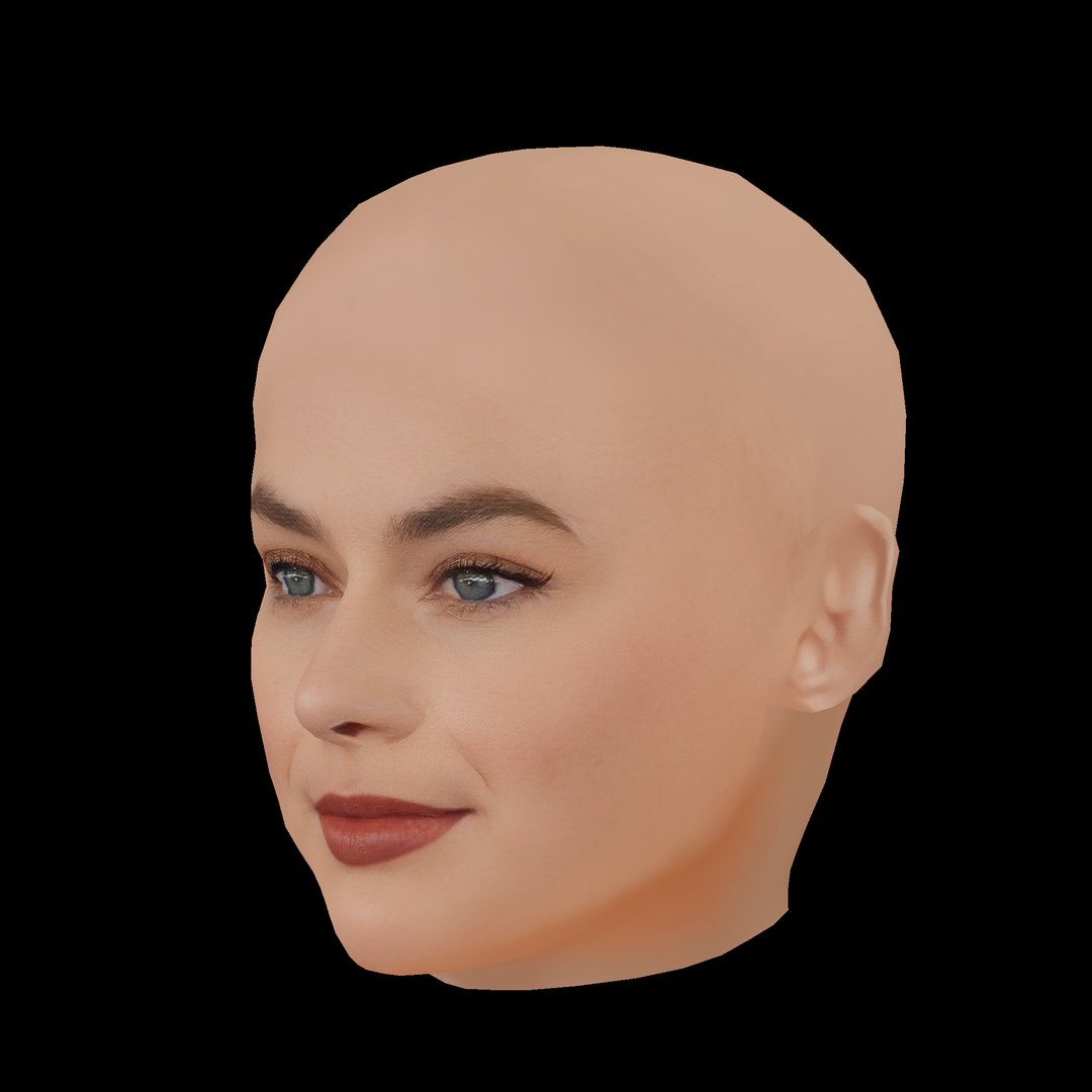 3D Margot Robbie Head - Low Poly Head For Game - No Hair Model ...