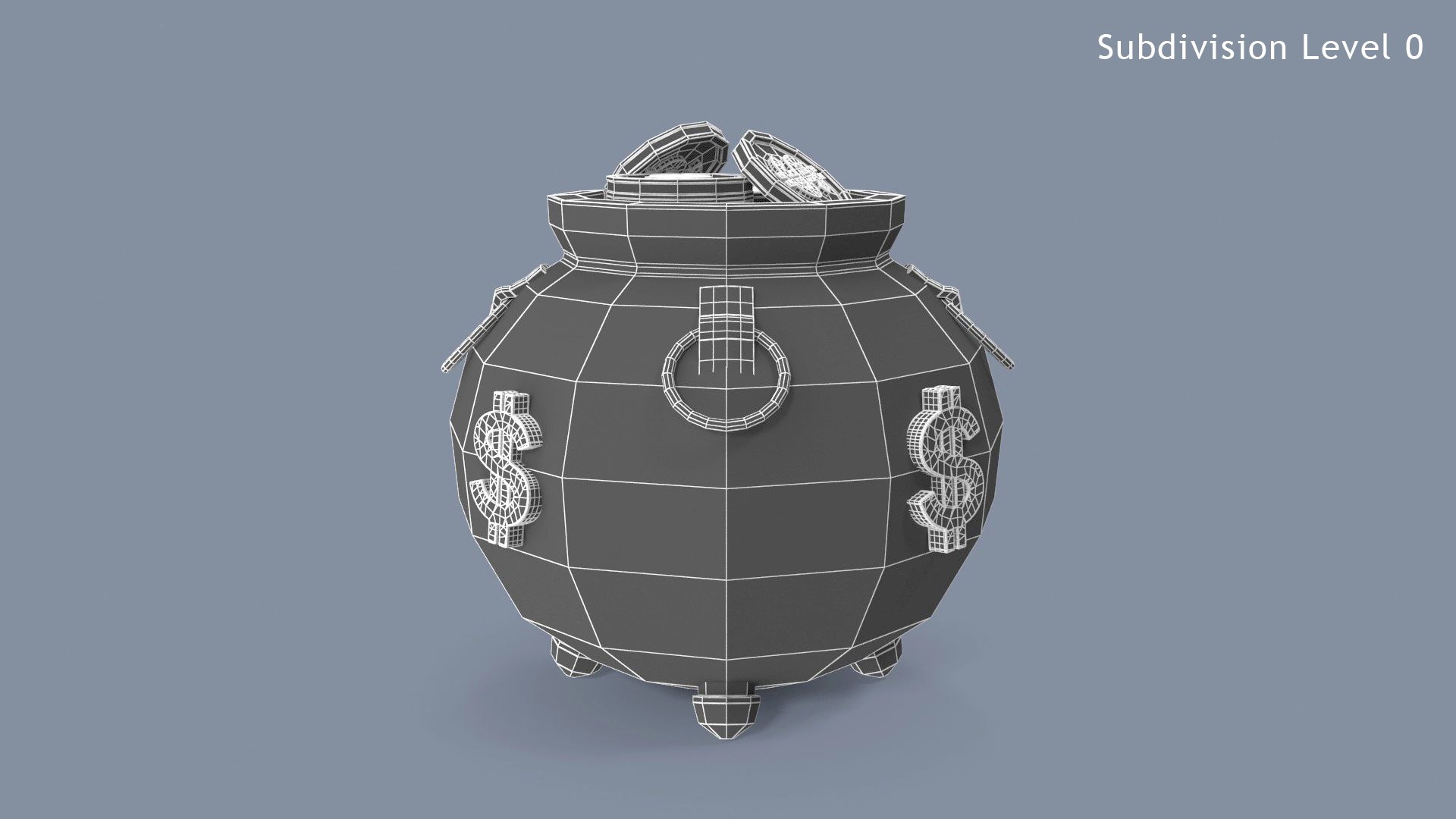 Pot Money Dollar Treasure Pot Full Cash Gold 3D Model - TurboSquid 1956008