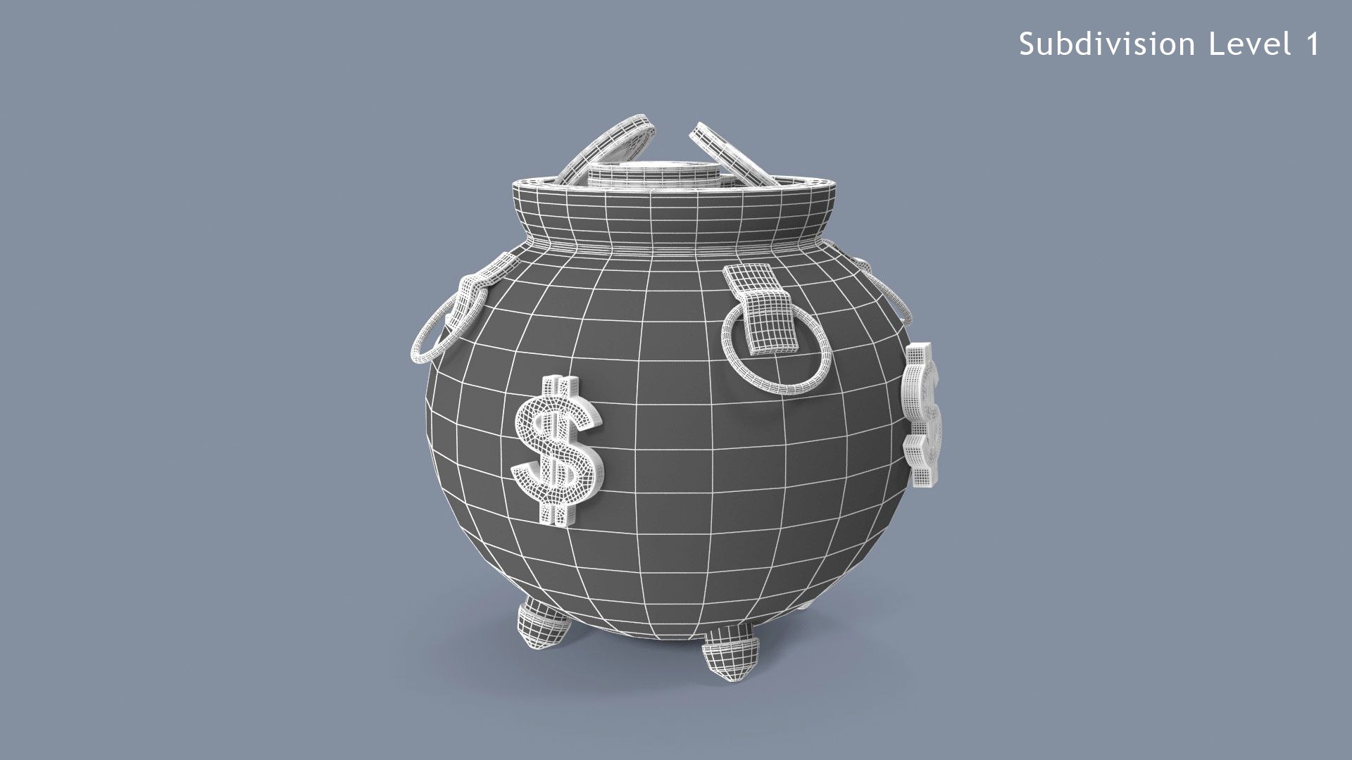 Pot Money Dollar Treasure Pot Full Cash Gold 3D Model - TurboSquid 1956008